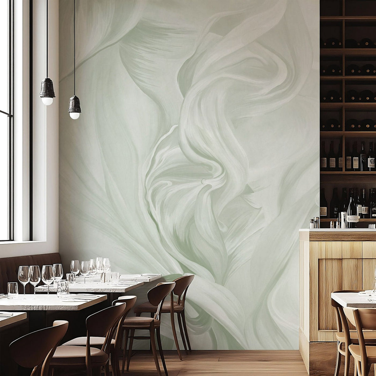 Sublime sage green flow wallpaper - Made to measure - Muralconcept