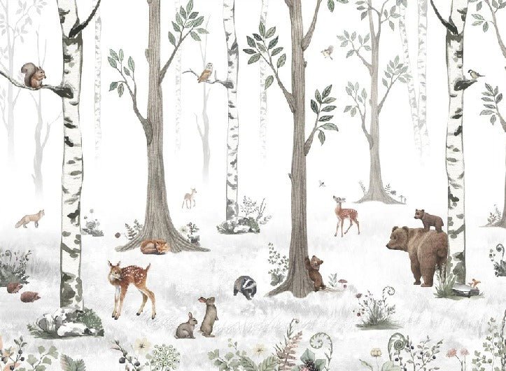 Spring forest animals wallpaper - Muralconcept