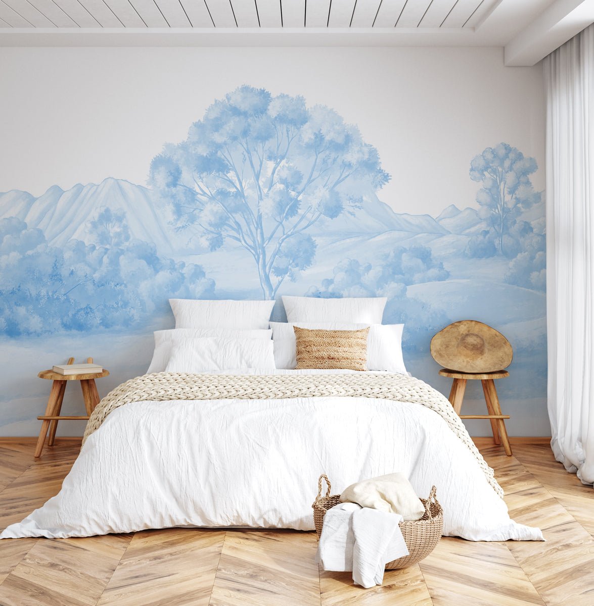 Blue poetic landscape wallpaper - Muralconcept