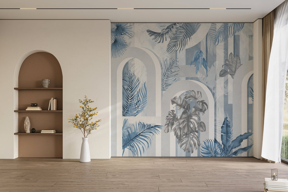 Trendy blue arch wallpaper - Muralconcept
