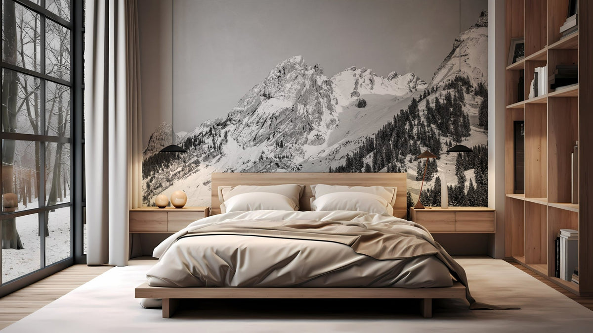 Panoramic alpine chalet wallpaper - Elégance alpine - Muralconcept