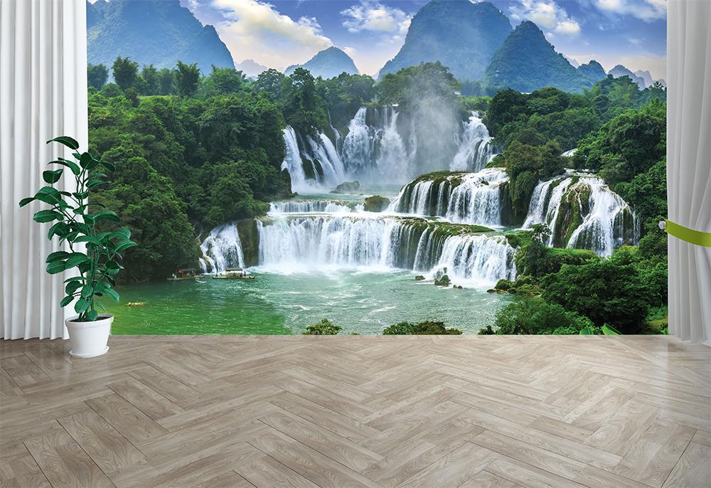 Panoramic wallpaper Cascading waterfalls - Muralconcept